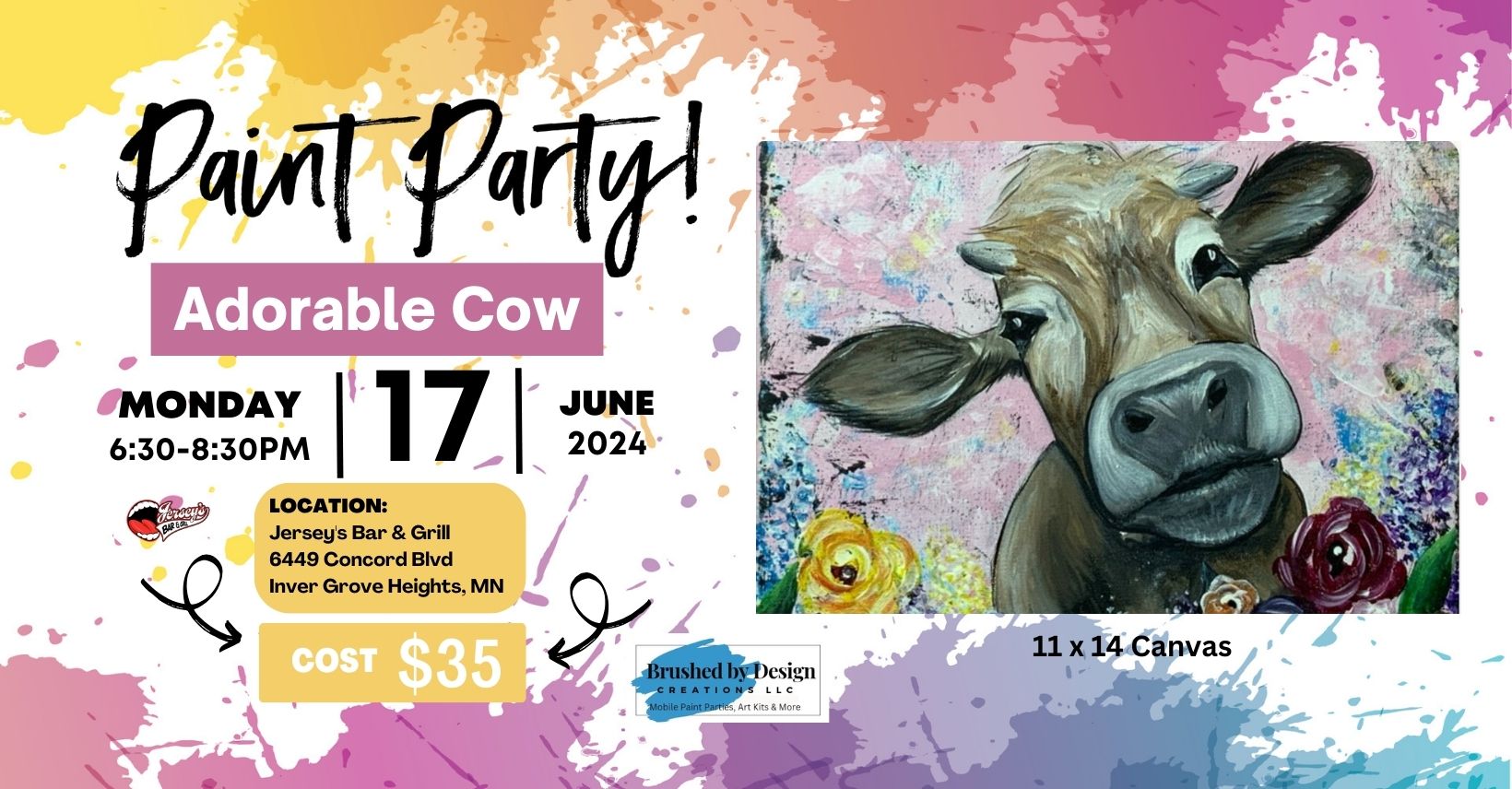 Adorable Cow Paint Party at Jersey's - Inver Grove Heights